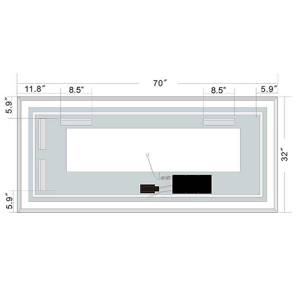 DECORAPORT Large Illuminated Lighted Makeup Mirror, Led Wall Mounted Backlit Bathroom Vanity Mirror with Touch Sensor,71 x 32 in (DK-D-CK010-A)