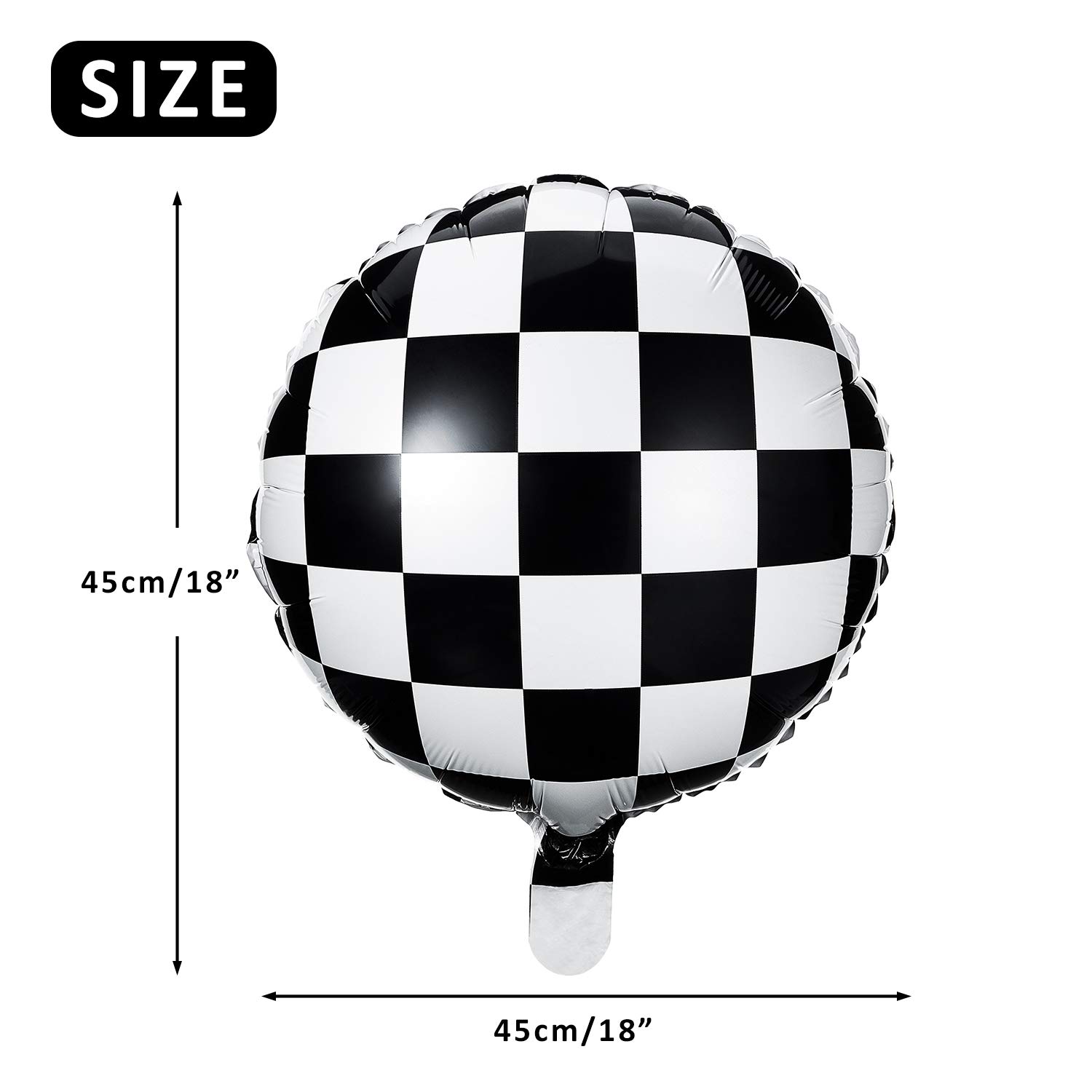 Checkerboard Balloon Aluminum Foil Balloon Black White Checkered Balloon for Racing Themed Party Decoration Supply, 18 Inches (12)