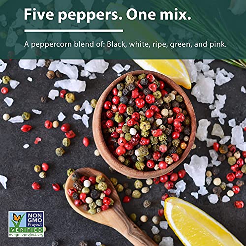 Soeos Rainbow Peppercorns, 8oz (Pack of 1), Non-GMO, Kosher, Packed to Keep Peppers Fresh, Peppercorn for Grinder Refill, Whole Peppercorns