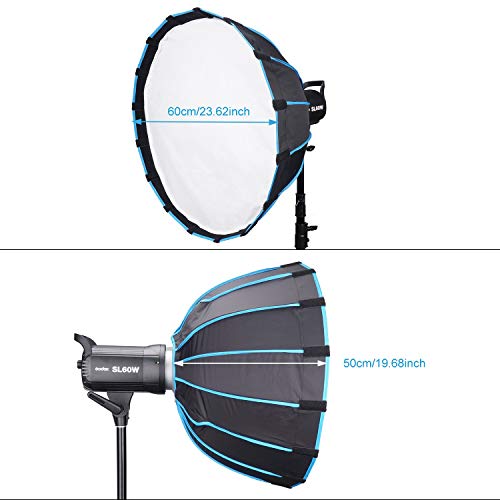 Godox SL60W Kit with Soft Box Softbox (Special Design for SL-60W) 5600K Studio Continuous LED Video Light Lamp 5600K Bowens Mount for Video Recording,Wedding,Outdoor Shooting