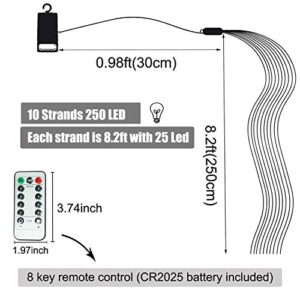 Cynzia 2 Pack Fairy Lights, 250 LEDs Waterfall String Lights, Battery Operated Twinkle Light with Remote, Branch Watering Can Firefly Lights for Garden Outdoor Christmas Tree Decor