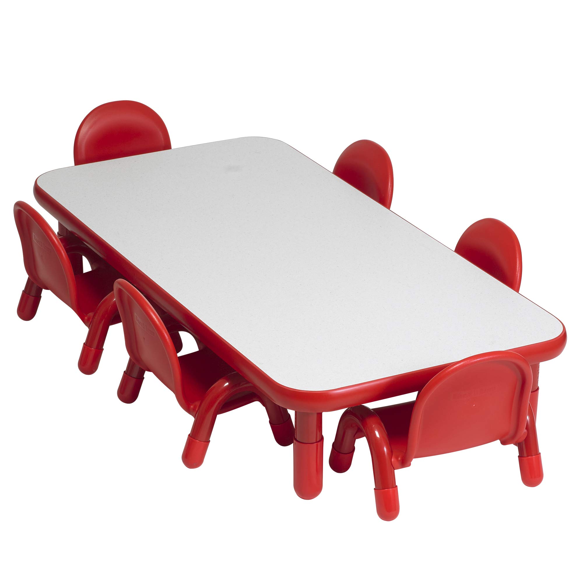 Angeles BaseLine Toddler Table & 6 Chairs Set, Daycare Seating for Toddlers, Toddler Desk & Chairs, Red