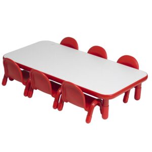 Angeles BaseLine Toddler Table & 6 Chairs Set, Daycare Seating for Toddlers, Toddler Desk & Chairs, Red