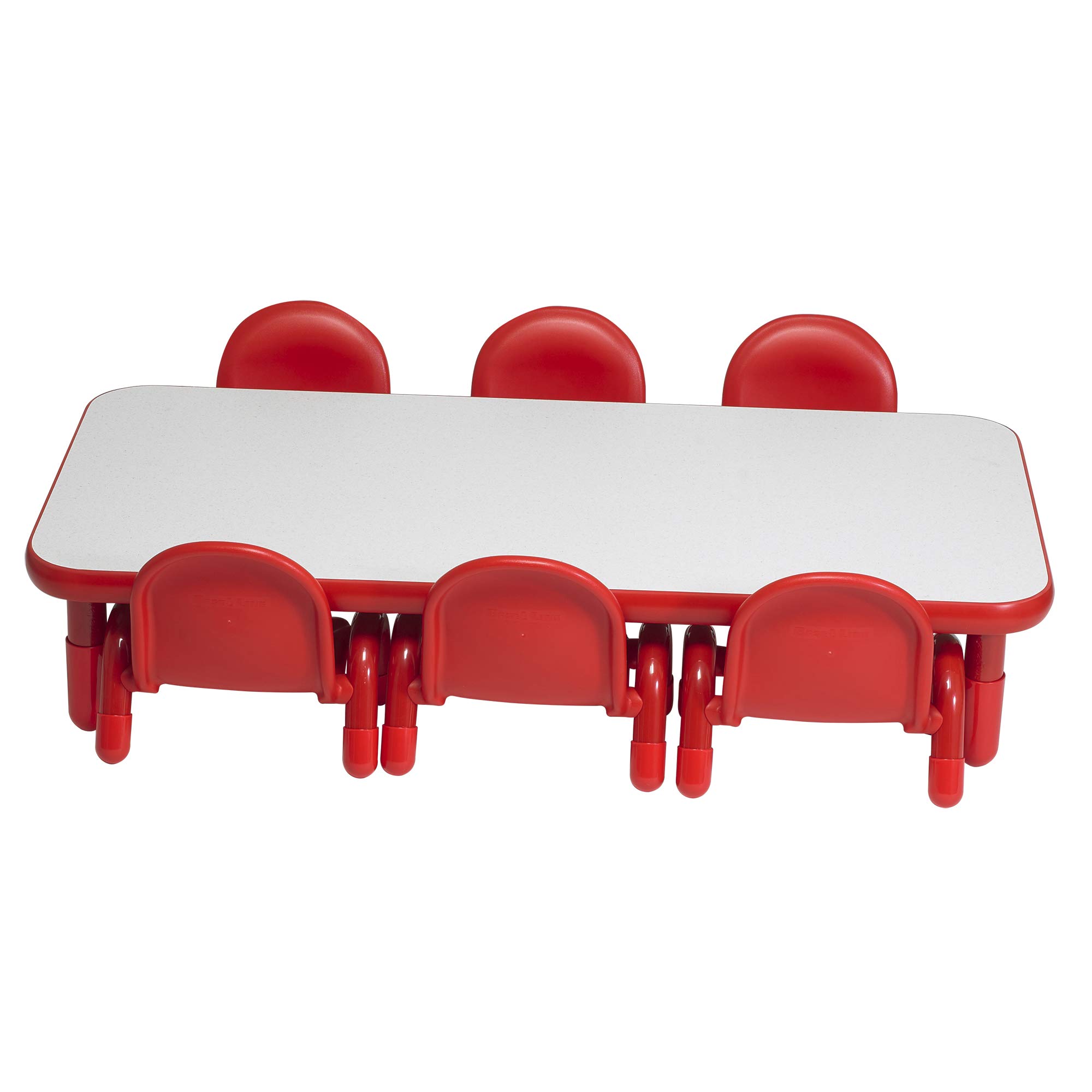 Angeles BaseLine Toddler Table & 6 Chairs Set, Daycare Seating for Toddlers, Toddler Desk & Chairs, Red