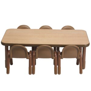 Angeles Baseline Preschool 60" x 30" Rectangular Table & Chair Set - Natural Wood - AB74620NW1