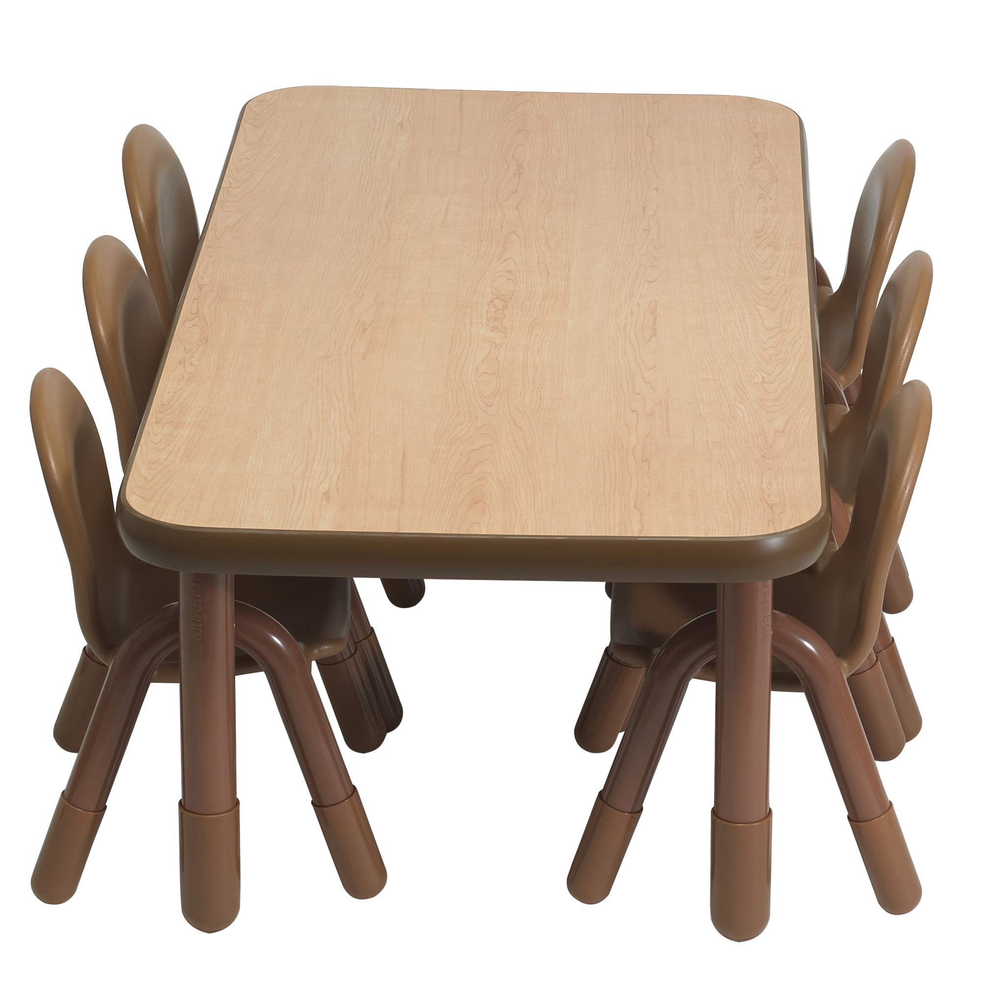 Angeles Baseline Preschool 60" x 30" Rectangular Table & Chair Set - Natural Wood - AB74620NW1