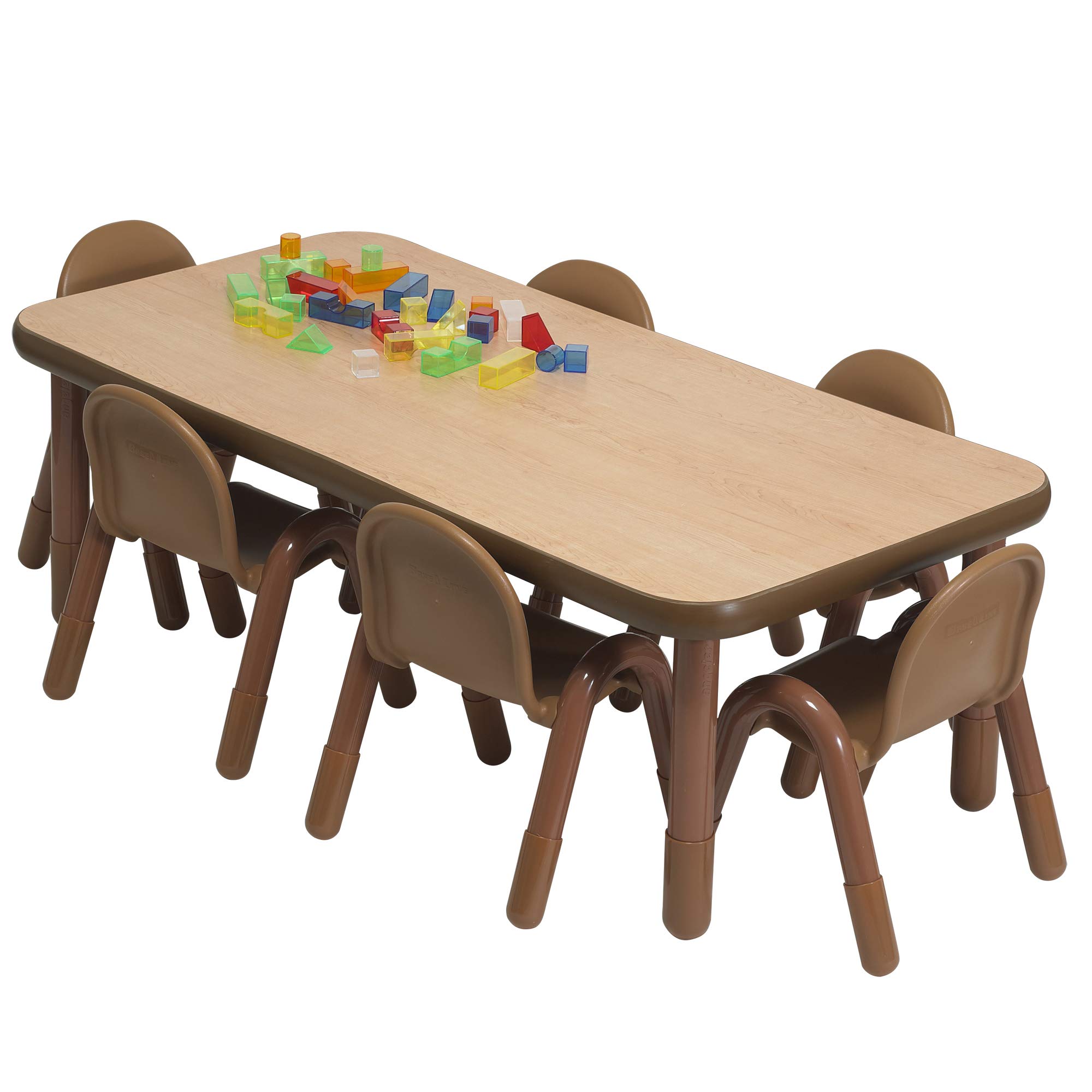 Angeles Baseline Preschool 60" x 30" Rectangular Table & Chair Set - Natural Wood - AB74620NW1