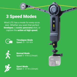 Wiral LITE Cable Cam with Remote for Action Cameras Insta360 X4/X3/X2/ One RS/R, GoPro 11/10/9, Smartphones and DSLR Mirrorless Cameras up to 3.3LBs - Film Moving Shots Even Where Drones Can't Go