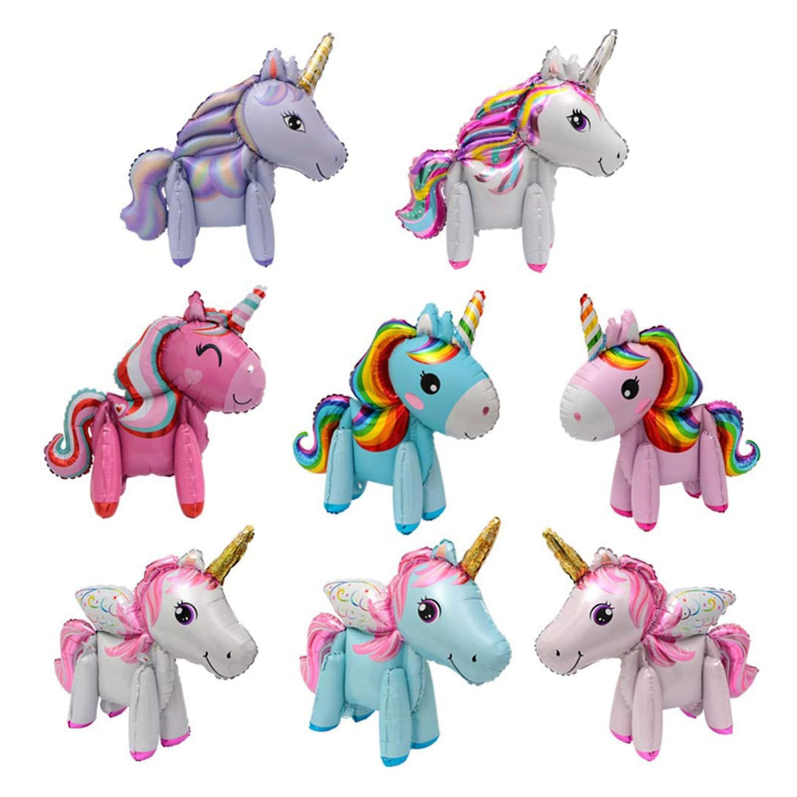 3D Unicorn Balloons for Birthday Party, Wedding, Baby Shower Decoration Supplies, Party Foil Balloon for Children Kids Gift & Toys (8 Pack)