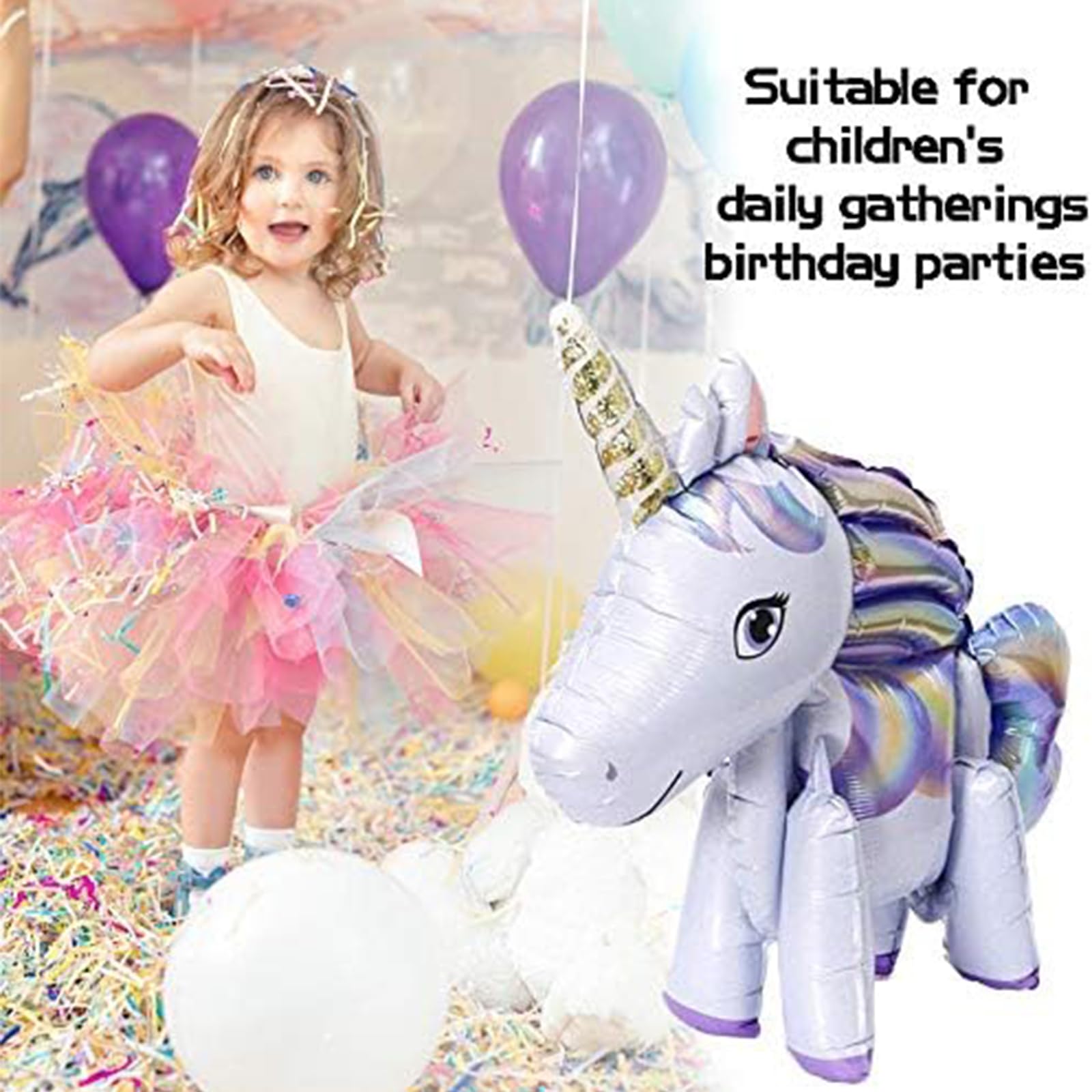 3D Unicorn Balloons for Birthday Party, Wedding, Baby Shower Decoration Supplies, Party Foil Balloon for Children Kids Gift & Toys (8 Pack)