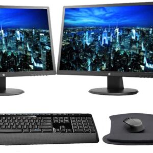 HP Elite 8300 PC with 2 x 24 inch 24UH Monitors, Wireless Keyboard and, Gel Pad, WiFi, Intel i5, 8GB, 480GB SSD Storage, Windows 10 (Renewed)