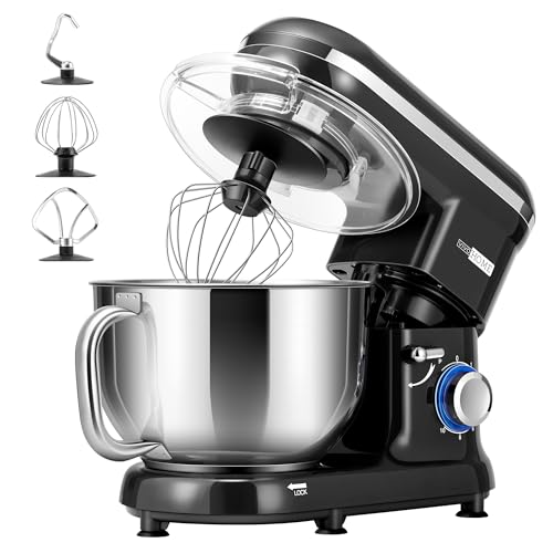 VIVOHOME Stand Mixer, 660W 10 Speed 6 Quart Tilt-Head Kitchen Electric Food Mixer with Beater, Dough Hook, Wire Whip and Egg Separator, Black