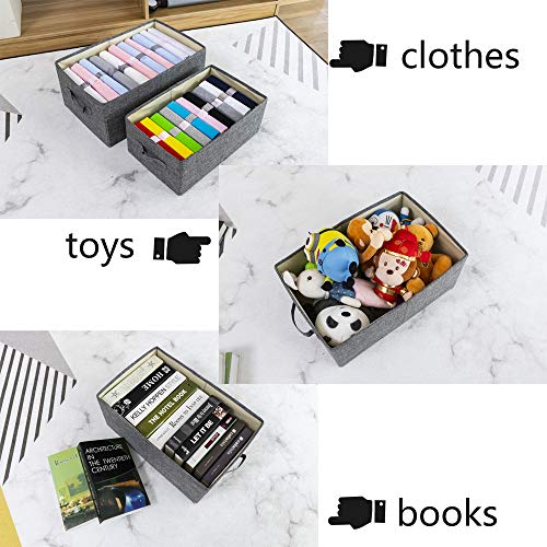 ALYER Collapsible Fabric Storage Organizer with Handles,Shelf Bins Box Container for Bedroom Office Closet Babies Nursery Toys Books Clothes (Beige)