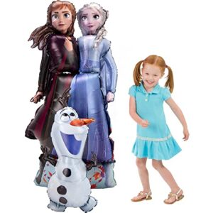 amscan 58" anagram frozen 2 elsa & anna airwalkers foil balloon, multicolor