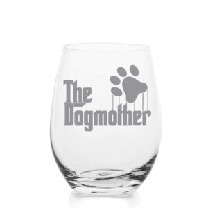 Lushy Wino – The Dog Mother – Cute, Novelty Etched Stemless 18-Ounce Wine Glass with Funny Sayings in Gift Box