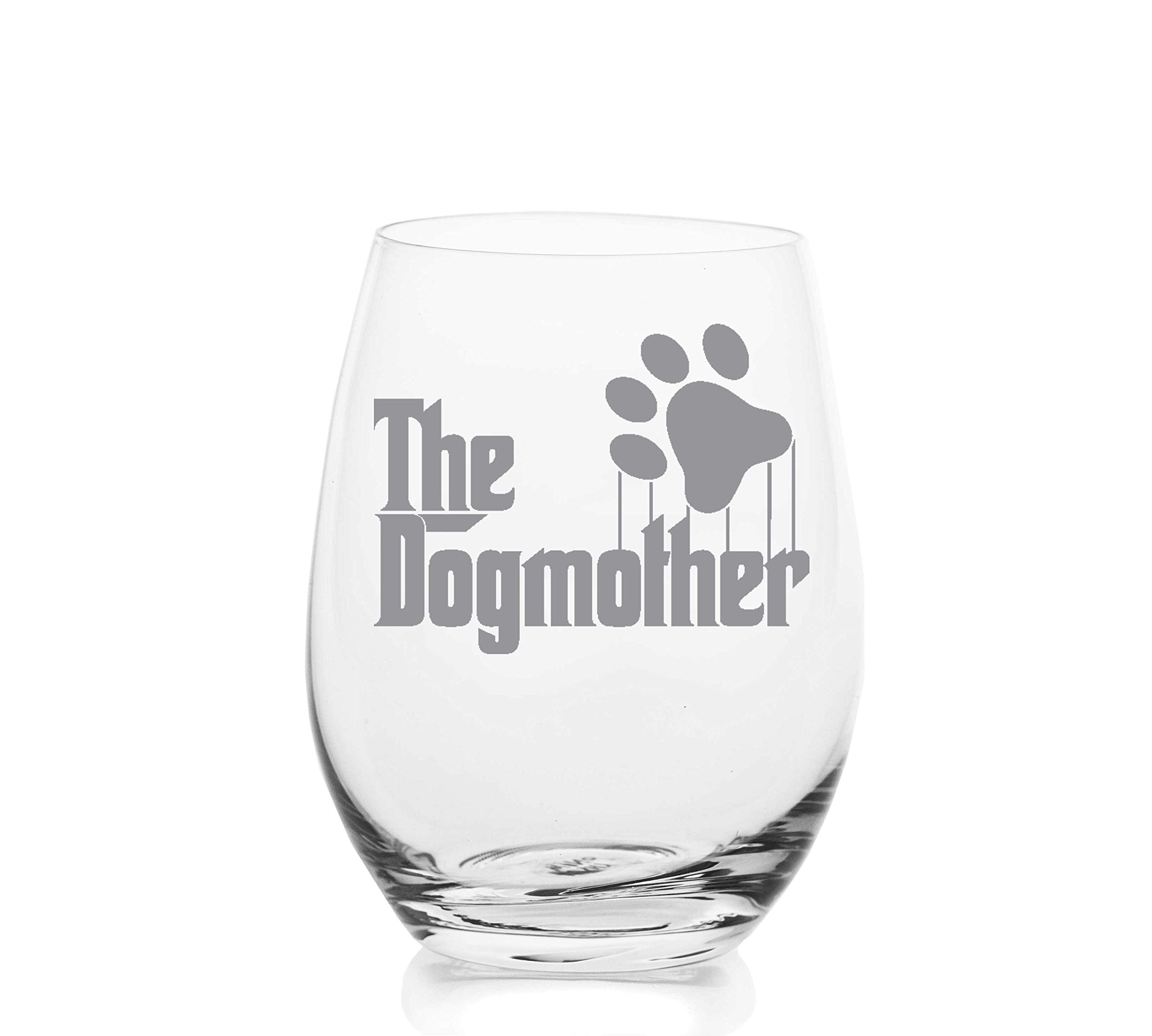 Lushy Wino – The Dog Mother – Cute, Novelty Etched Stemless 18-Ounce Wine Glass with Funny Sayings in Gift Box