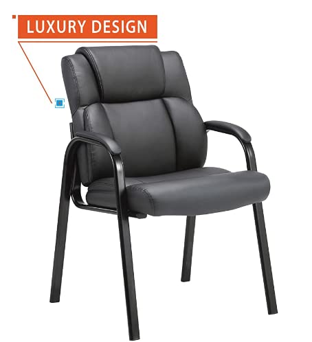 CLATINA Leather Guest Chair with Padded Arm Rest for Reception Meeting Conference and Waiting Room Side Office Home Black 4 Pack