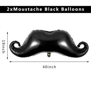 38 Pieces Moustache Black Balloons Mustache Latex Balloons Beard Foil Balloons for Baby Shower Wedding Birthday Graduation Anniversary Party Decoration Supply