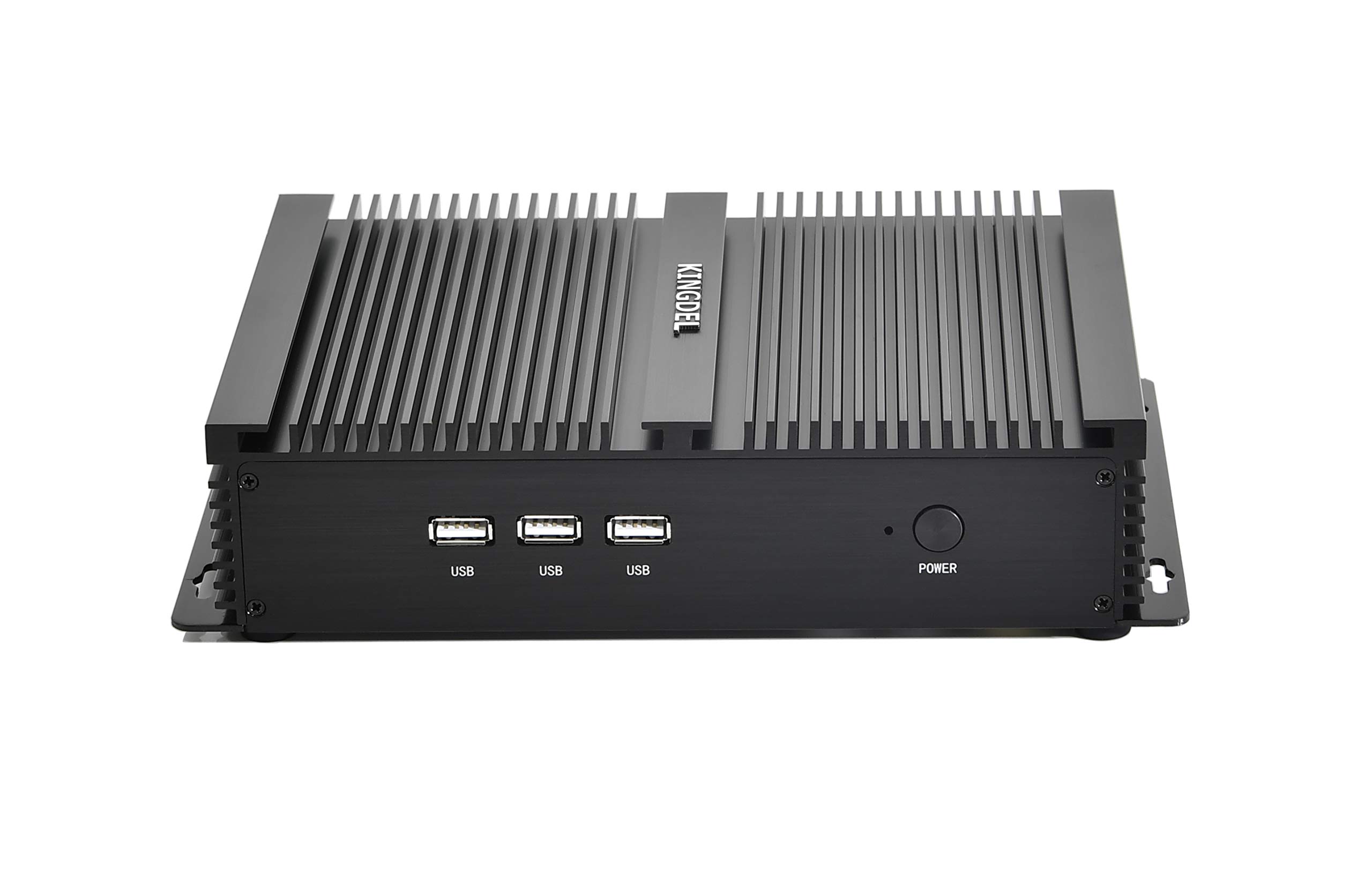 KINGDEL Fanless Industrial Computer, Mini PC, Intel i7 8th Gen. CPU with W-11 Pro, 16GB RAM 512GB NVMe SSD, 4xUSB 3.0, HD Port, VGA, 2xCOM RS232, Metal Case