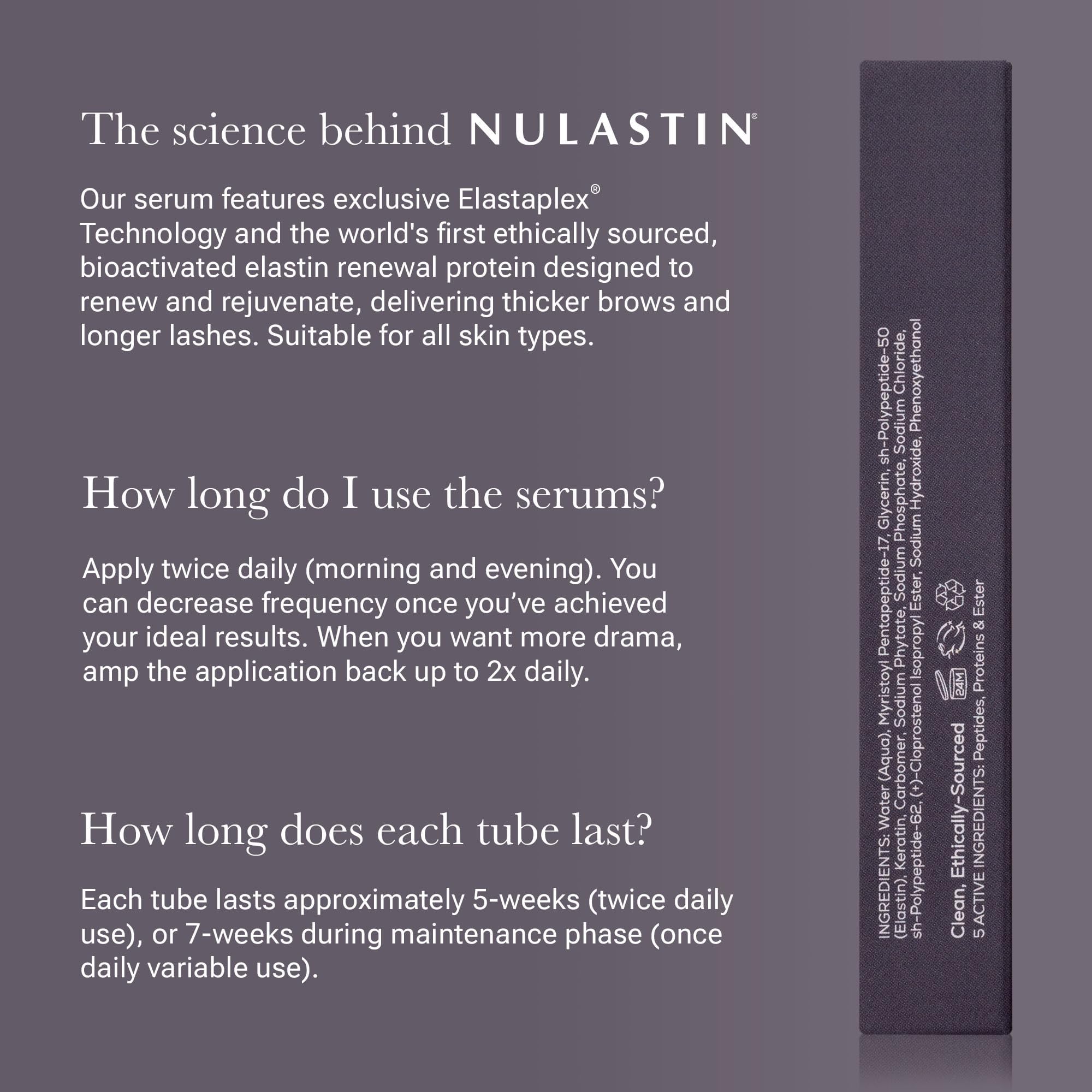 NULASTIN LASH and BROW Dual System, Eyelash & Eyebrow Boosting Serums with Elastaplex Technology, Vegan-Friendly & Cruelty-Free (2-pack, 3 ml Each)