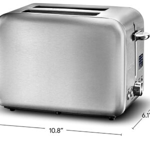 Gourmia Digital Toaster with 5 Toast Functions, Including Waffle, English Muffin and Pastry, 7 Shade Settings, Rapid Reheat Mode and Extra Wide Slots - Stainless Steel GDT2445 (Brushed Stainless)