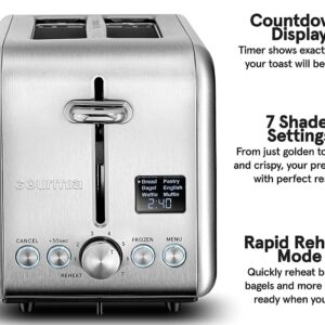 Gourmia Digital Toaster with 5 Toast Functions, Including Waffle, English Muffin and Pastry, 7 Shade Settings, Rapid Reheat Mode and Extra Wide Slots - Stainless Steel GDT2445 (Brushed Stainless)