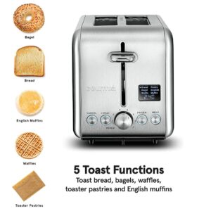 Gourmia Digital Toaster with 5 Toast Functions, Including Waffle, English Muffin and Pastry, 7 Shade Settings, Rapid Reheat Mode and Extra Wide Slots - Stainless Steel GDT2445 (Brushed Stainless)