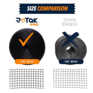 Rotak Critter Guard PRO | 8in x 100ft Solar Panel Bird Prevention Roll Kit with 100 Fastener Clips | Heavy Duty Galvanized Black PVC Coated ½ inch Wire Roll Mesh (8" PRO + 100 Clips)