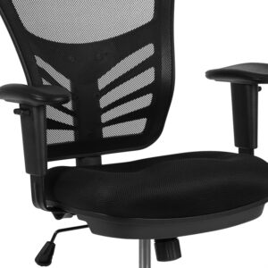 Flash Furniture Tyler Mid-Back Black Mesh Ergonomic Drafting Chair with Adjustable Chrome Foot Ring, Adjustable Arms and Black Frame