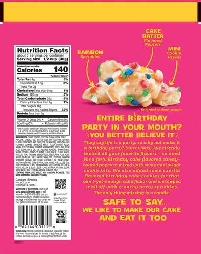 CRUNCH 'N MUNCH Birthday Cake Flavored Popcorn Clusters, 5.5 oz.