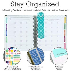 Global Printed Products Wedding Planner 9x11 Hardcover Organizer, Bookmark, Planning Stickers, Business Card Holder, and Pocket Folders