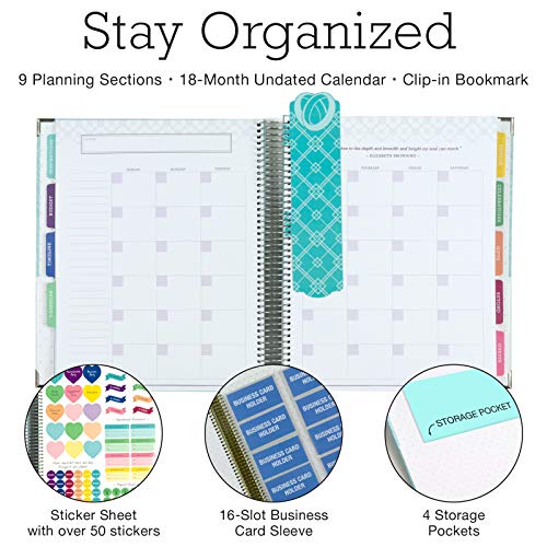 Global Printed Products Wedding Planner 9x11 Hardcover Organizer, Bookmark, Planning Stickers, Business Card Holder, and Pocket Folders