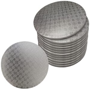 spec101 round cake boards bulk 12pk - 10 inch cake drum round silver cardboard base with 1/2 inch thick smooth foil edge