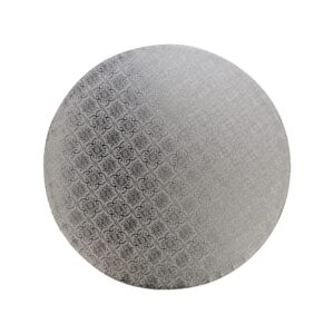 Spec101 Round Cake Boards Bulk 12pk - 10 Inch Cake Drum Round Silver Cardboard Base with 1/2 Inch Thick Smooth Foil Edge