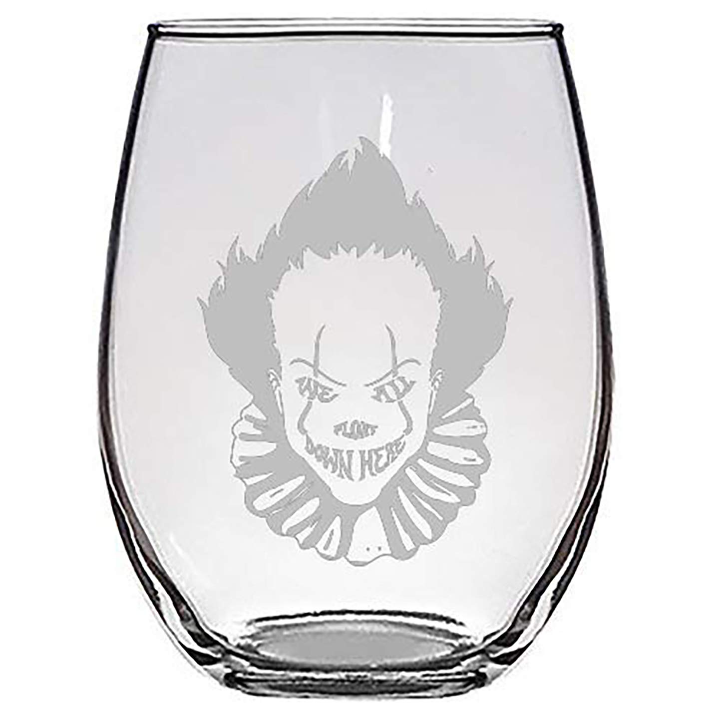 Hat Shark We All Float Down Here Horror Movie Clown - Laser Engraved Stemless Wine Glasses