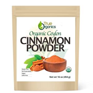 true organic ceylon cinnamon powder, 1 lb, premium grade ceylon cinnamon, gluten free cinnamon powder, organic cinnamon powder usda & kosher certified, non-gmo.