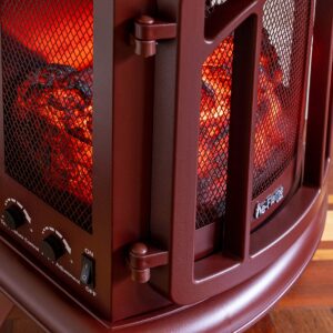 e-Flame USA Tahoe LED Portable Freestanding Electric Fireplace Stove Heater - Realistic 3-D Log and Fire Effect (Red)