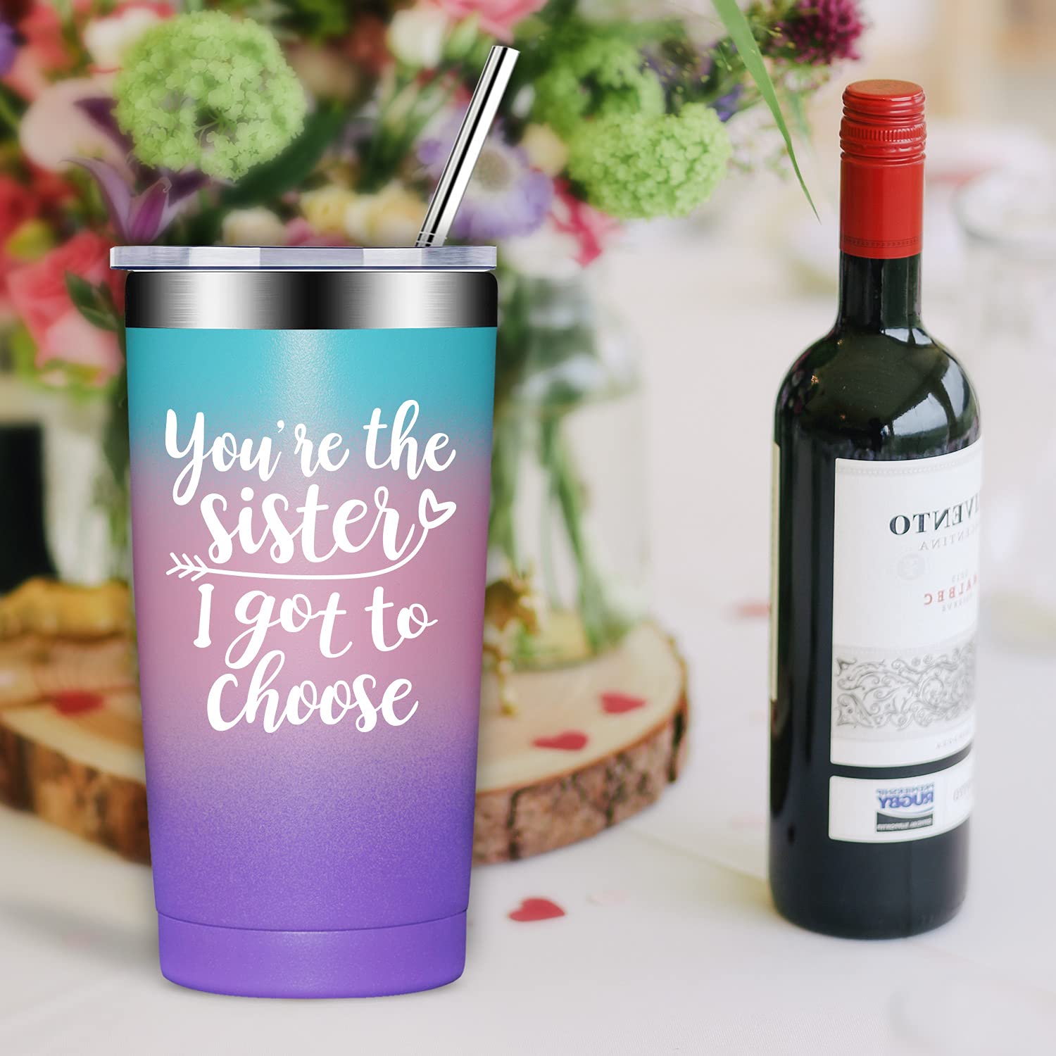 Fufandi Gifts for Best Friend - Best Friend Birthday Gifts for Women - Friendship Christmas Gifts for Female Friend - Gifts for Sister from Sister - You're the Sister I Got to Choose Tumbler