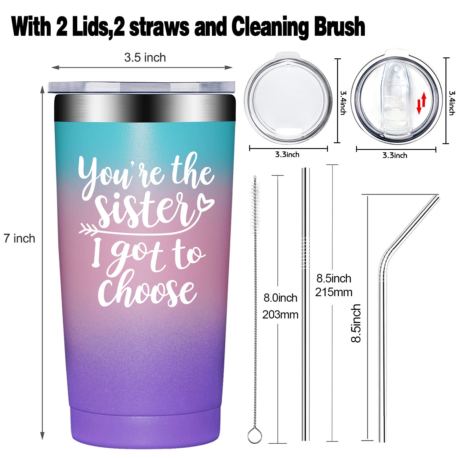 Fufandi Gifts for Best Friend - Best Friend Birthday Gifts for Women - Friendship Christmas Gifts for Female Friend - Gifts for Sister from Sister - You're the Sister I Got to Choose Tumbler