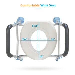 OasisSpace Stand Alone Raised Toilet Seat 300lbs - Medical Raised Commode Toilet with Splash Guard and Safety Frame, Height Adjustable Legs, Bathroom Assist Frame for Elderly, Handicap, Disabled