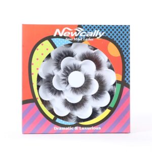 Newcally Lashes 3D Fake Eyelashes 18MM Dramatic Fluffy Faux Mink Eyelashes Pack 10 Pairs Thick Long Volume False Eye Lashes