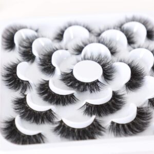 Newcally Lashes 3D Fake Eyelashes 18MM Dramatic Fluffy Faux Mink Eyelashes Pack 10 Pairs Thick Long Volume False Eye Lashes