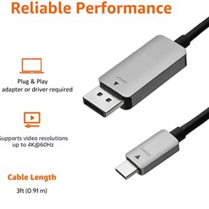 AmazonBasics Aluminum USB-C to DisplayPort Cable - 3-Foot - Amazon Vine