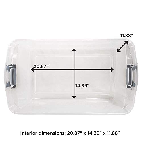 HOMZ Multipurpose 66 Quart Clear Storage Container Tote Bins with Secure Latching Lids for Home or Office Organization, (2 Pack)