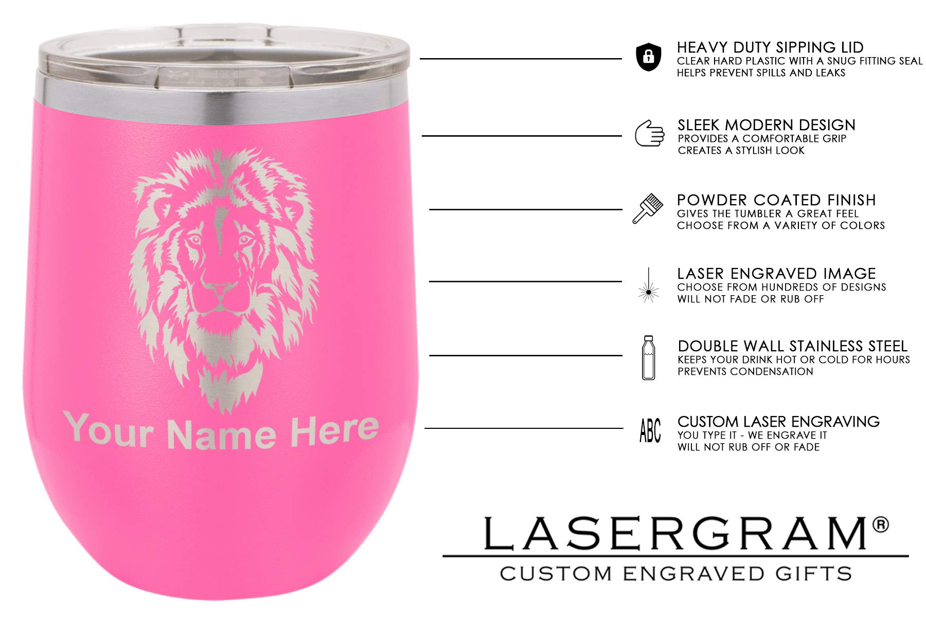 LaserGram Double Wall Stainless Steel Wine Glass Tumbler, Paramedic, Personalized Engraving Included (Pink)