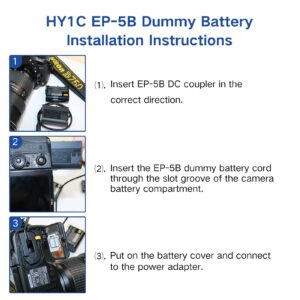 HY1C EP-5B Power Supply Connector EH-5 AC Adapter EN-EL15 Dummy Battery Kit for Nikon Z5, Z6, Z6 II, Z7, Z7 II, Z8, D500 D610 D750 D780 D800 D800e D810 D810a D850 D7000 D7100 D7200 D7500 Cameras