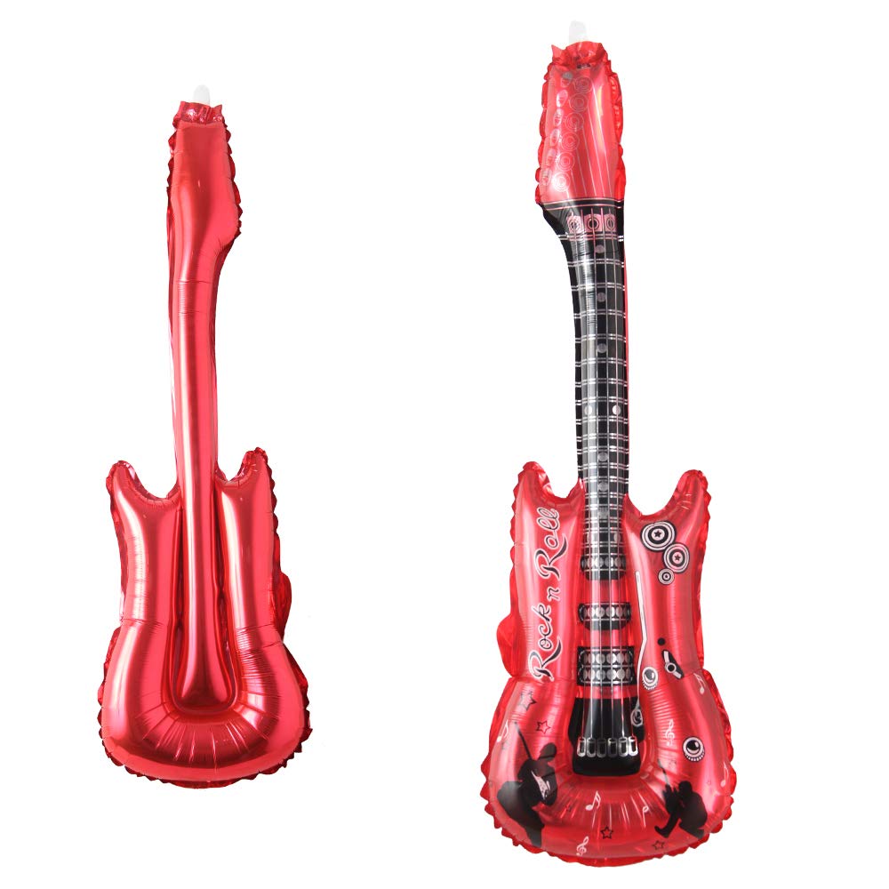 Bell Musical instrument Guitar Foil Balloon Helium Air Balloon Party Supplies Kids inflatable Toys Birthday Ballon Classic Toy (Guitar Red)