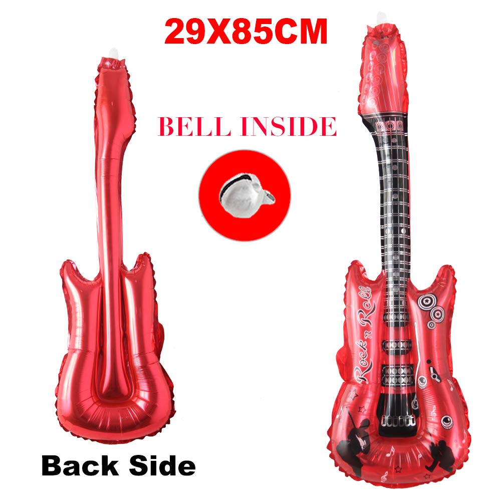 Bell Musical instrument Guitar Foil Balloon Helium Air Balloon Party Supplies Kids inflatable Toys Birthday Ballon Classic Toy (Guitar Red)