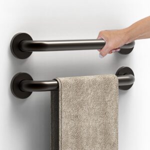 ameriluck dual pack 1-1/4 x16 inches stainless steel bath safety grab bar, ada compliant 500lbs weight support, oil rubbed bronze