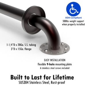 AmeriLuck Dual Pack 1-1/4 x16 inches Stainless Steel Bath Safety Grab Bar, ADA Compliant 500lbs Weight Support, Oil Rubbed Bronze